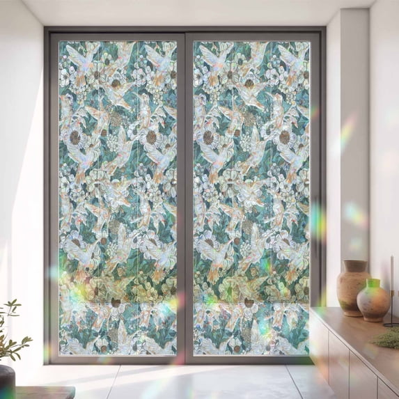 Woodpecker Bird with Leaves Flower Window Privacy Film,Decorative ...
