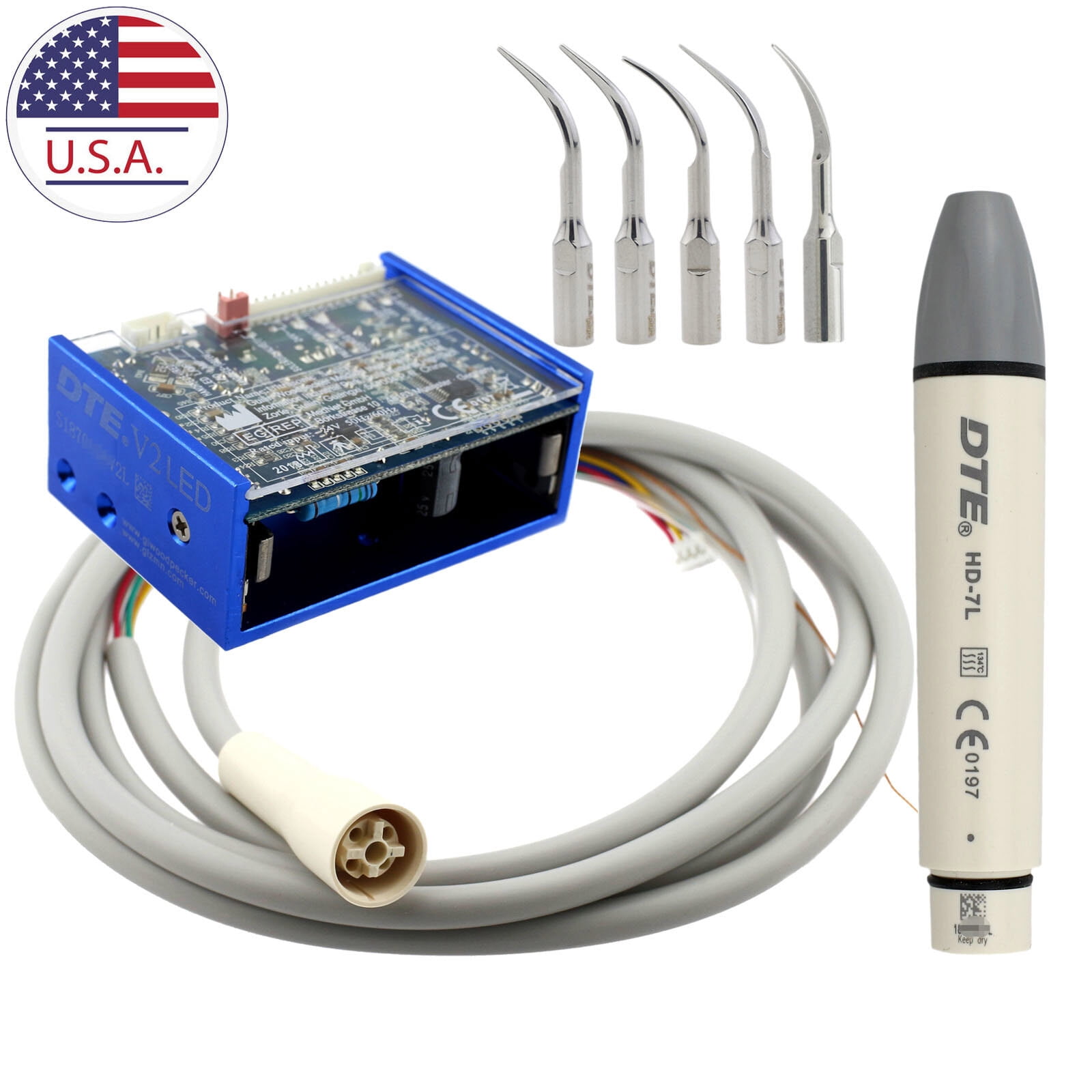 Woodpecker DTE Built-in Ultrasonic Scaler Unit V2 LED Fits Satelec Acteon Tips - Walmart.com