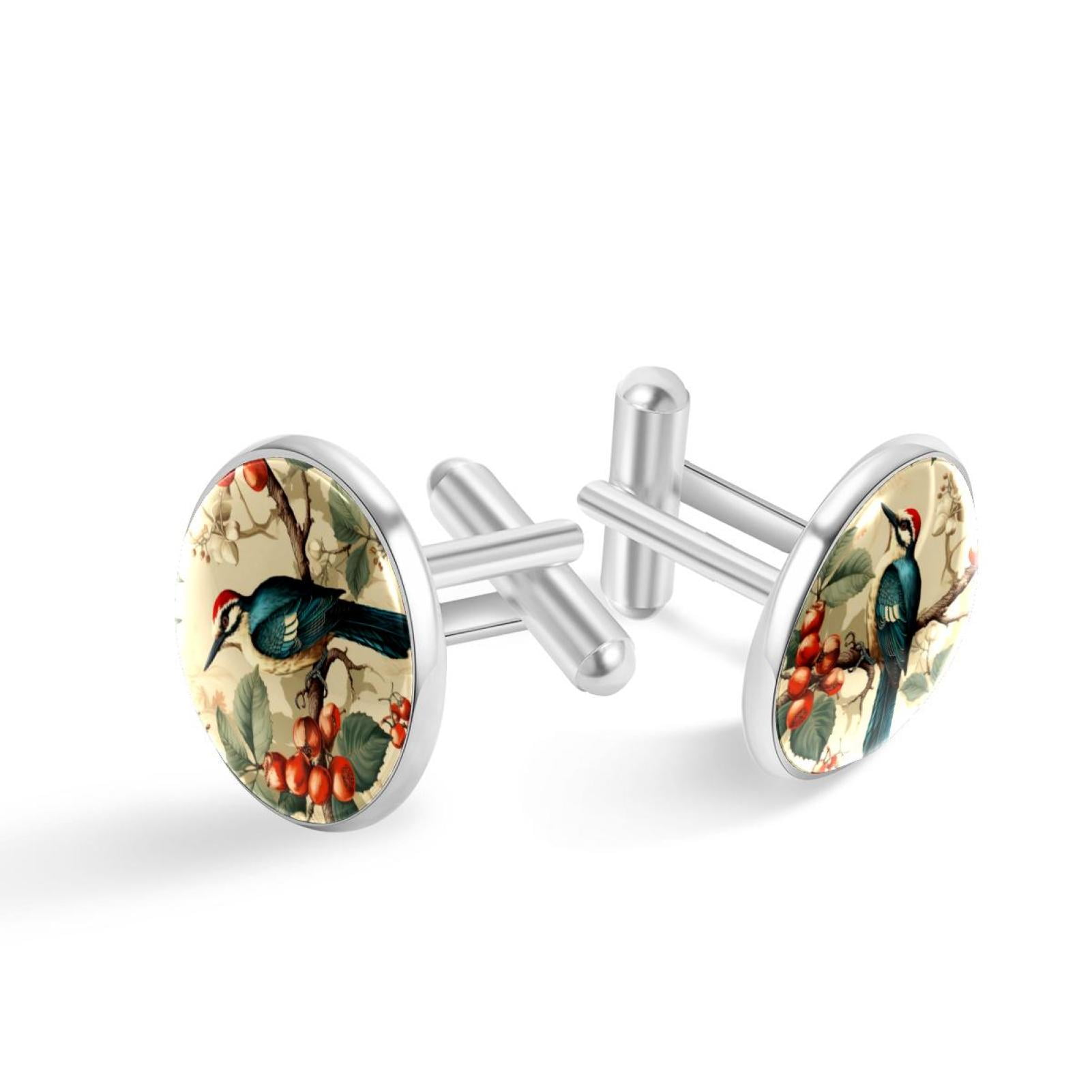Woodpecker Stylish Stainless Steel Cufflinks Set for Formal Attire and ...