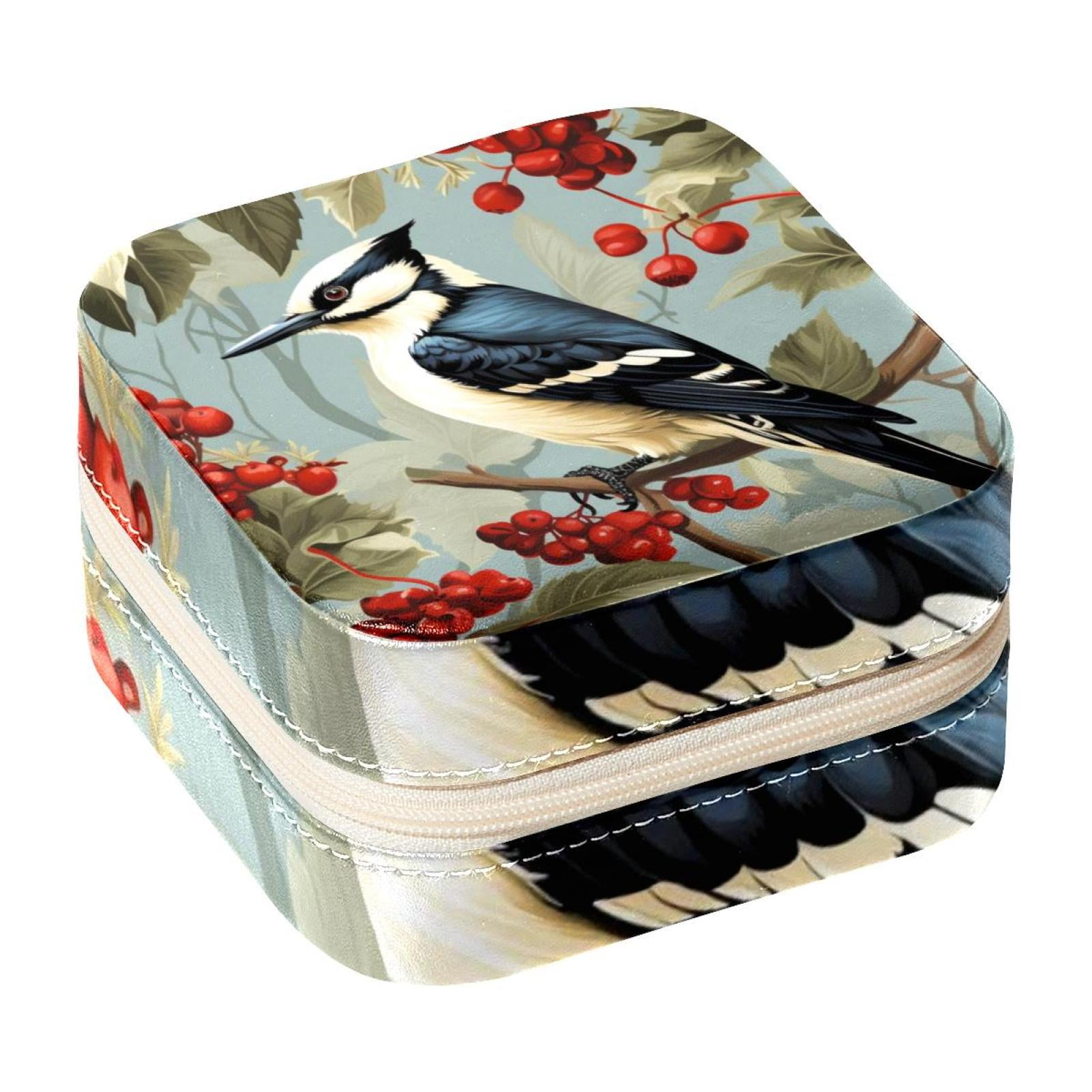 Woodpecker Travel Portable Square Jewelry Box Earring Necklace Bracelet ...