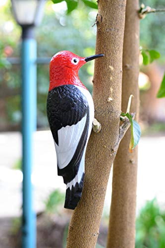 Woodpecker Tree Ornament Decoy Plastic & Metal Decorative Deterrent ...