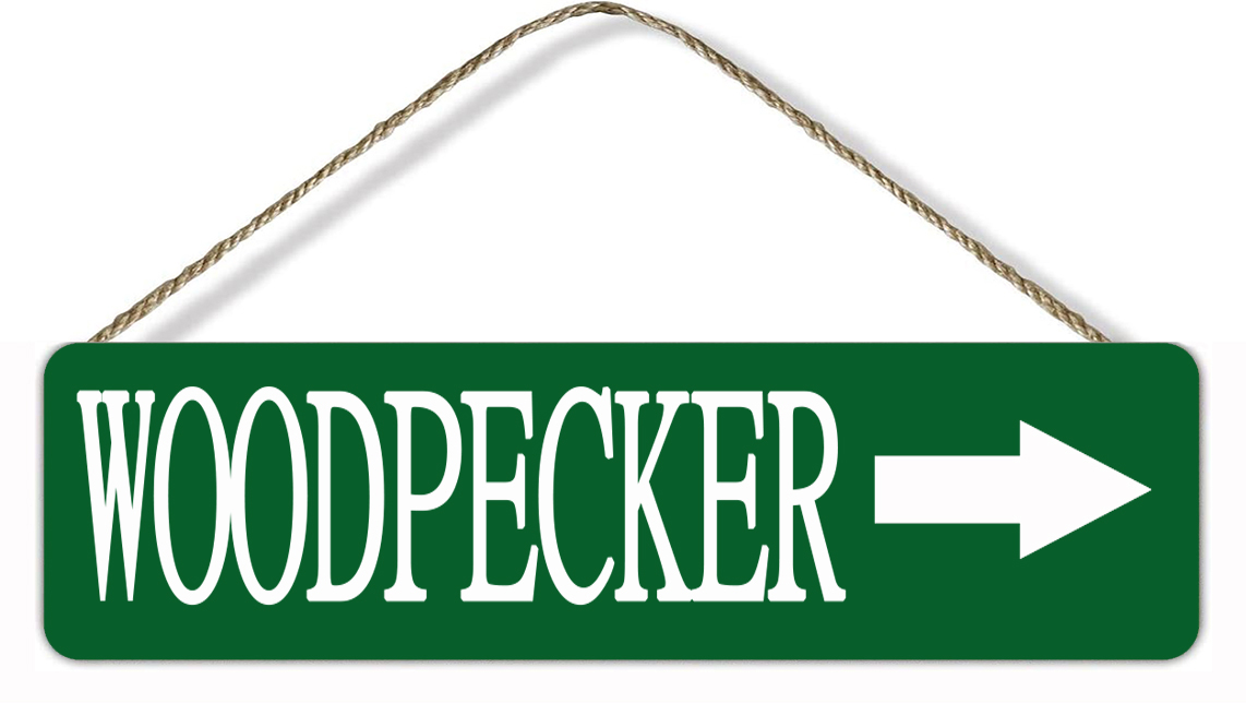 Woodpecker With Right Arrow Signs Wooden Hanging Sign Plaque With Rope ...