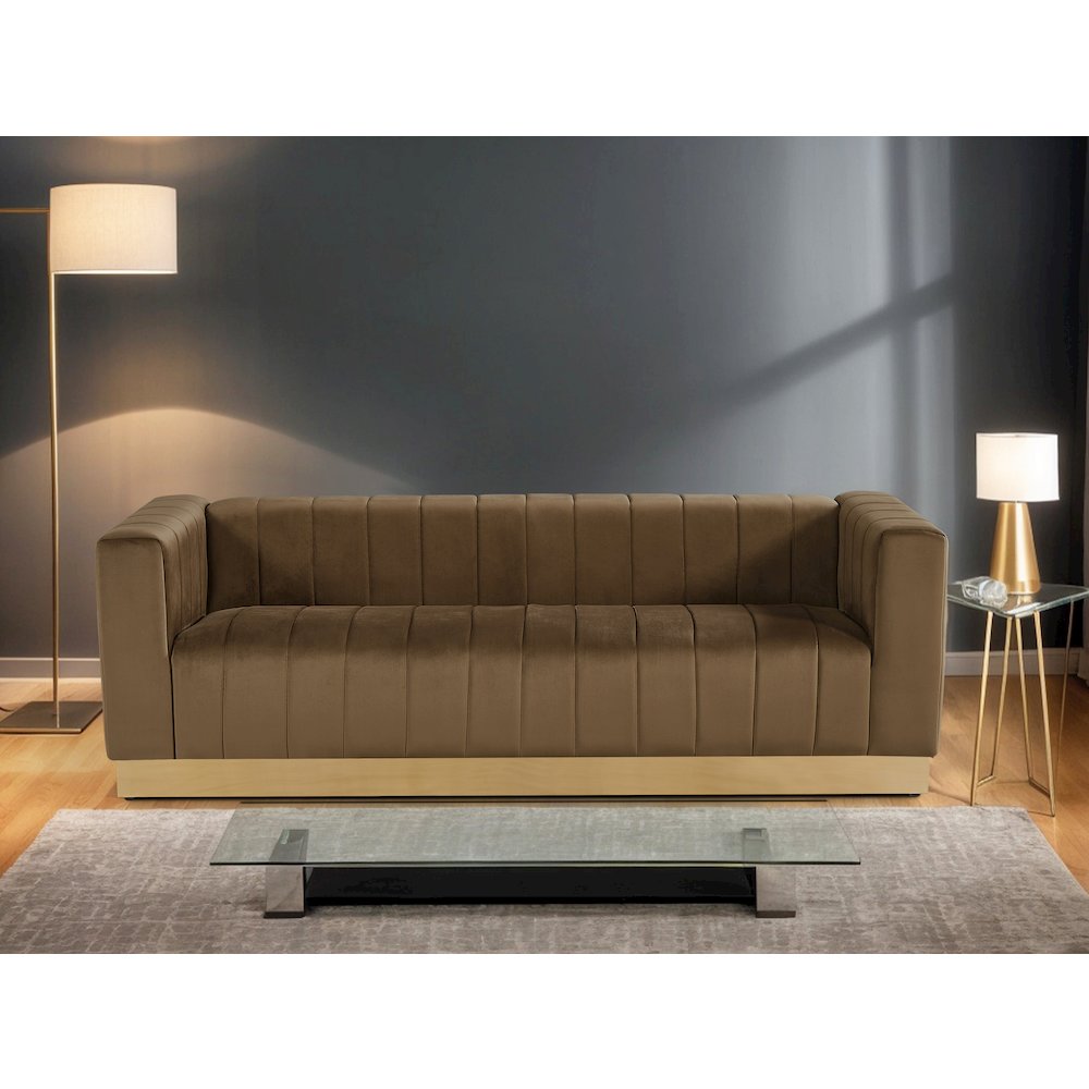 Foxy Velvet Sofa in Espresso - Walmart.com