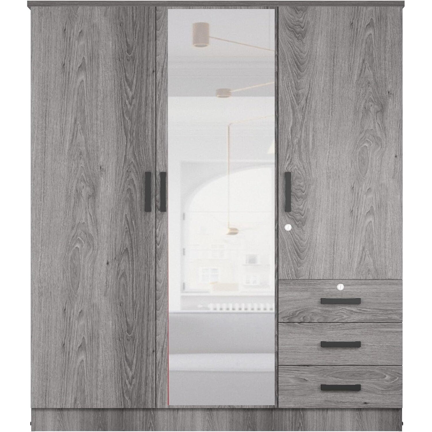 Woodpeckers Furniture and Mattress Violet Wardrobe Mirrored Door Closet ...