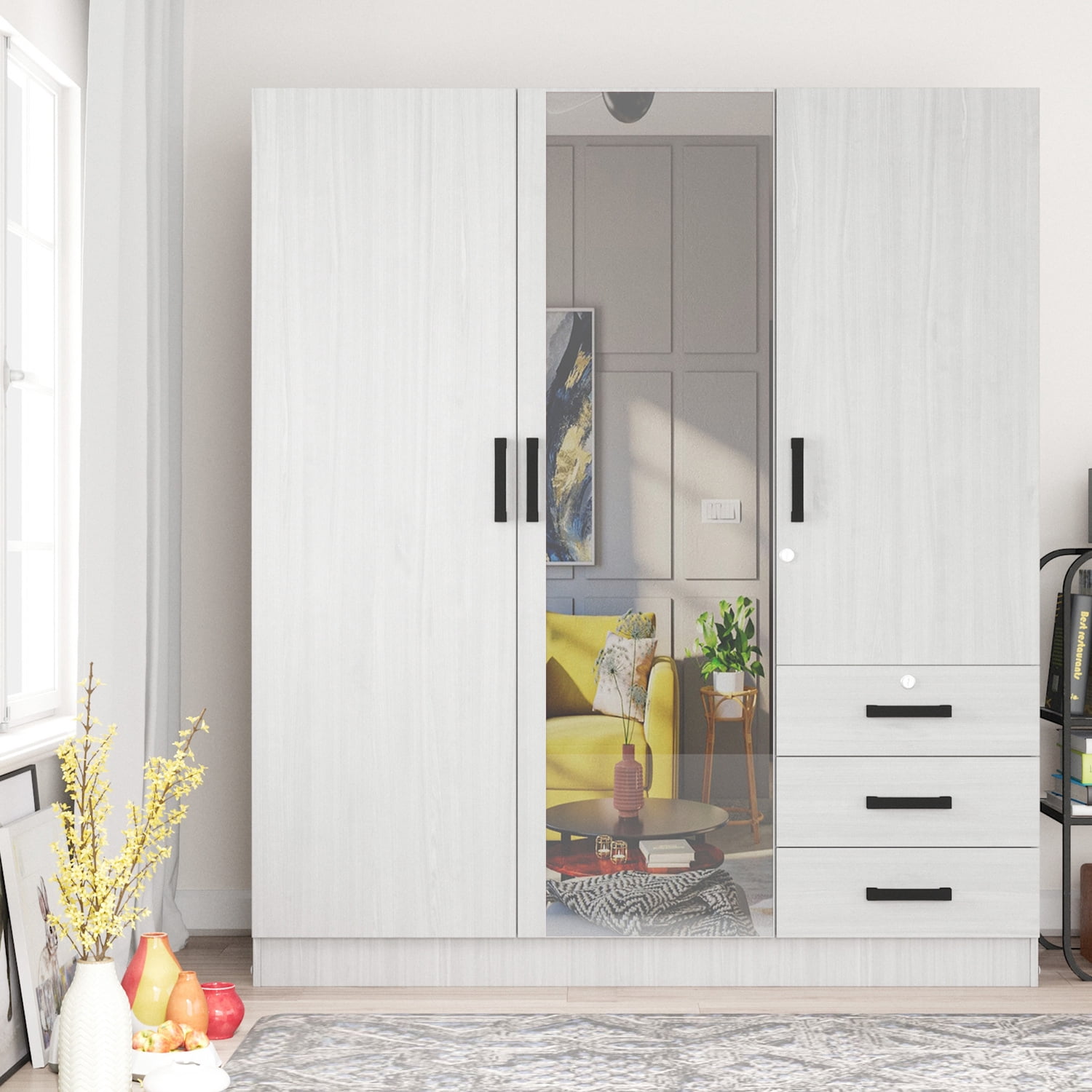 Woodpeckers Furniture and Mattress Mirrored Wardrobe Closet - 3 Doors 3 ...