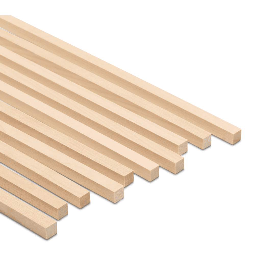 DIY Wooden Square Dowel Rod 3/8-inch x 48 Pack of 10 Hobby Wood Sticks ...