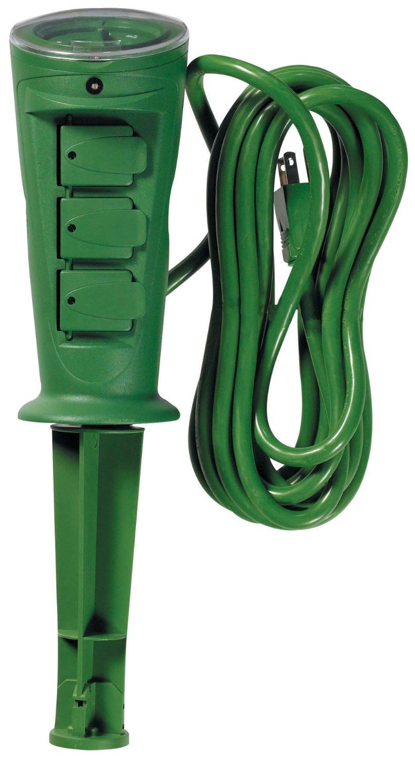 Woods 17321 Outdoor 3-Outlet Yard Stake W/Built-In Power Strip Timer ...