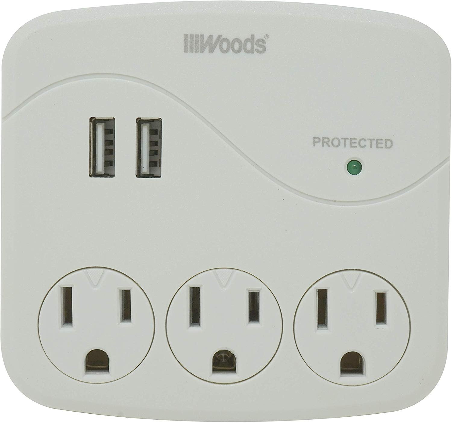 Woods 41029 3 Outlet Surge Tap With 2 USB Ports, 560 Joules of ...