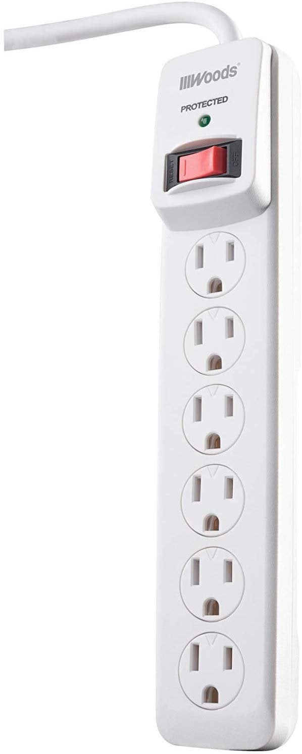 Woods 41497 Surge Protector With Safety Overload Feature 6 Outlets For ...