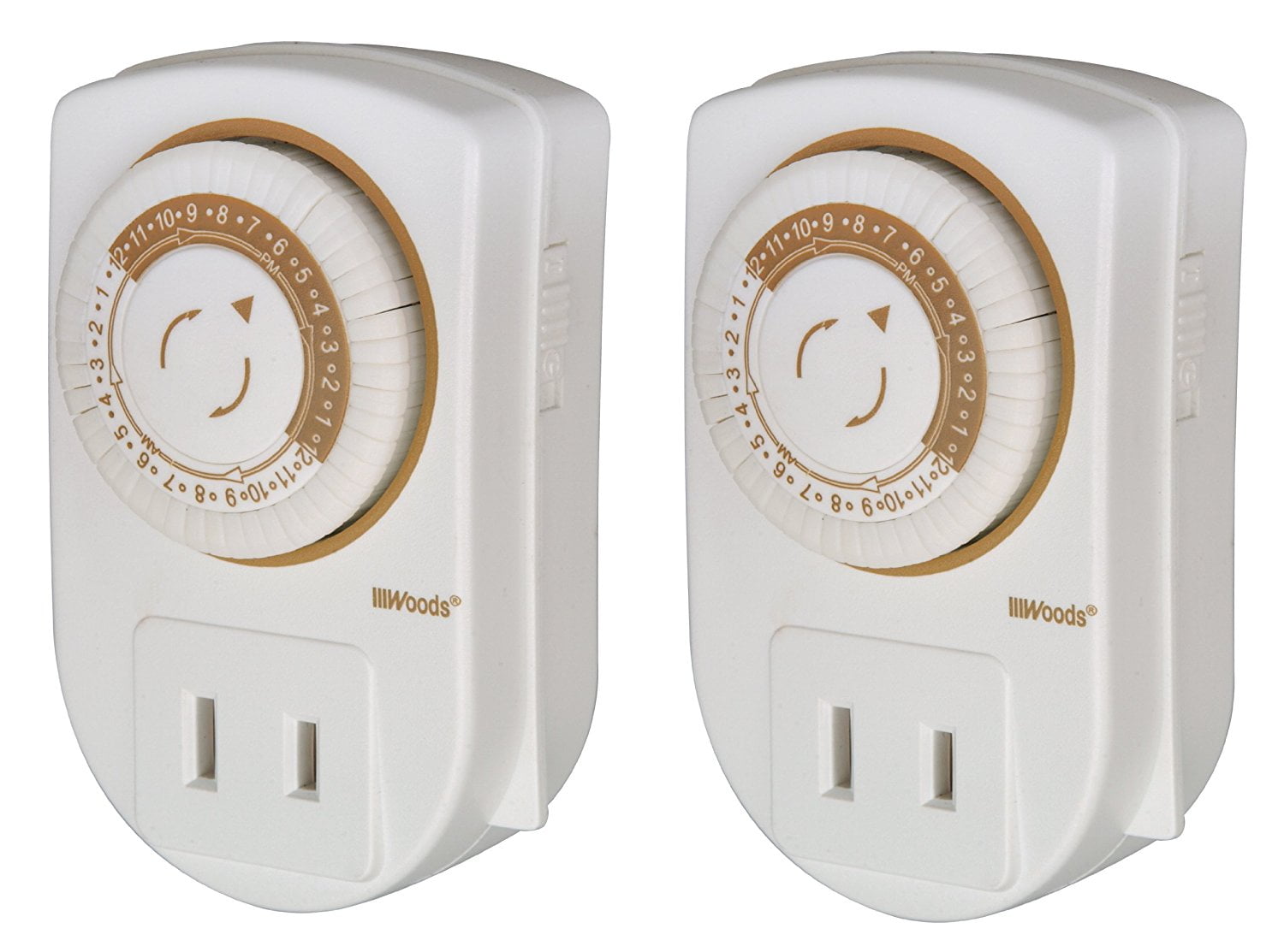 Woods 50006 Indoor 24-Hour Mechanical Space Saver Timer, 2-Pack, Each ...