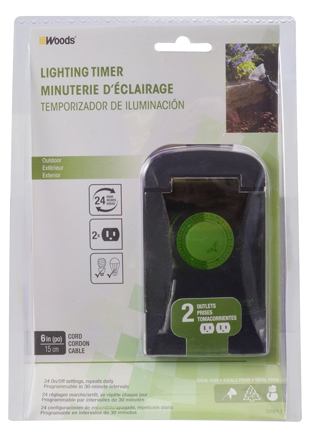 Woods 50011 Outdoor 24-Hour Mechanical Outlet Programmable Timer, Each ...