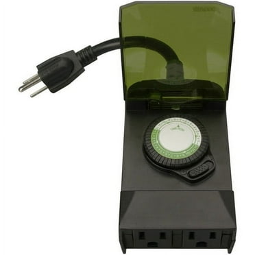 GE 24-Hour Indoor/Outdoor Plug-In Mechanical Timer, 2 Grounded Outlets ...