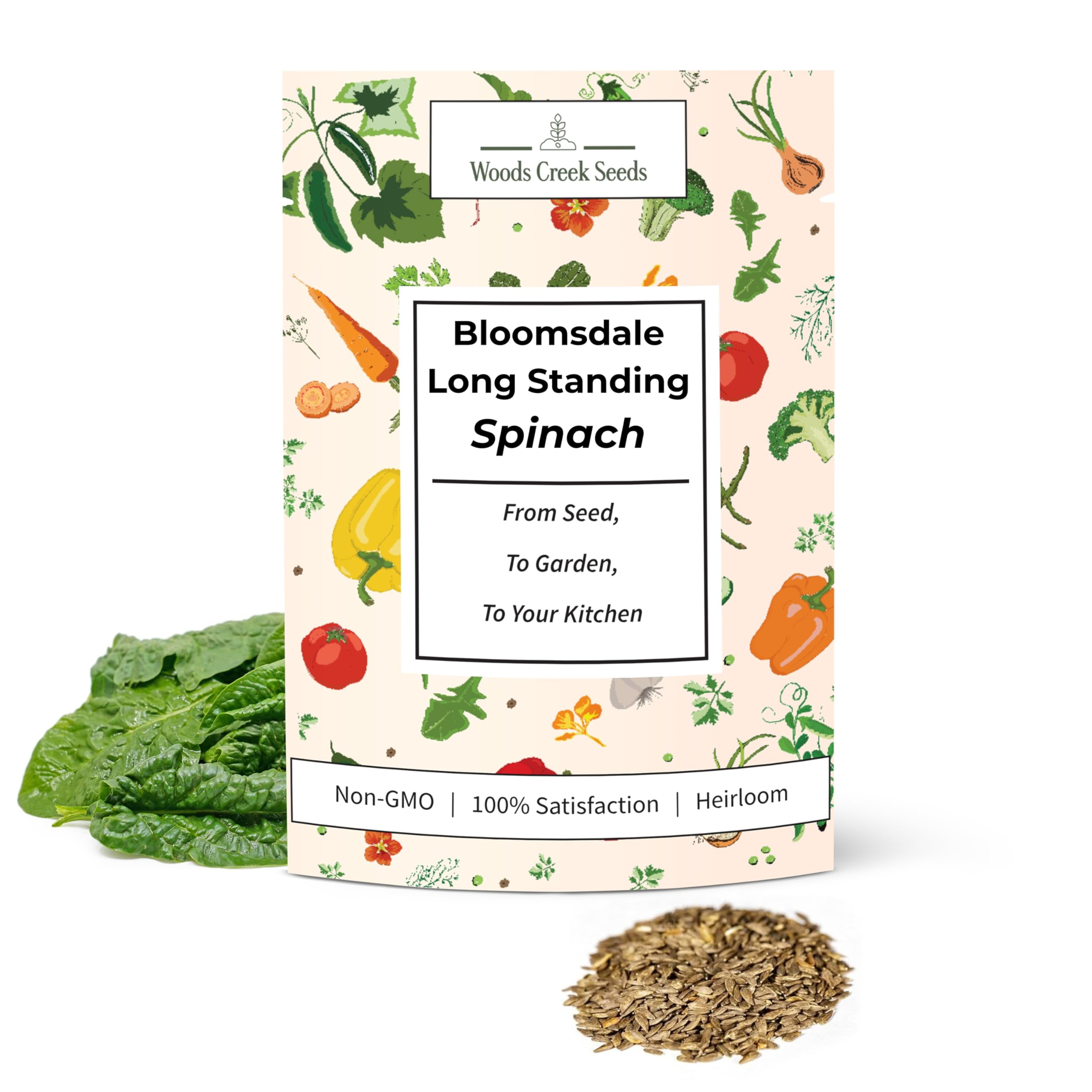 Woods Creek Seeds: Bloomsdale Long Standing ZLK1 Spinach Seeds for Planting - Over 400 Heirloom ...
