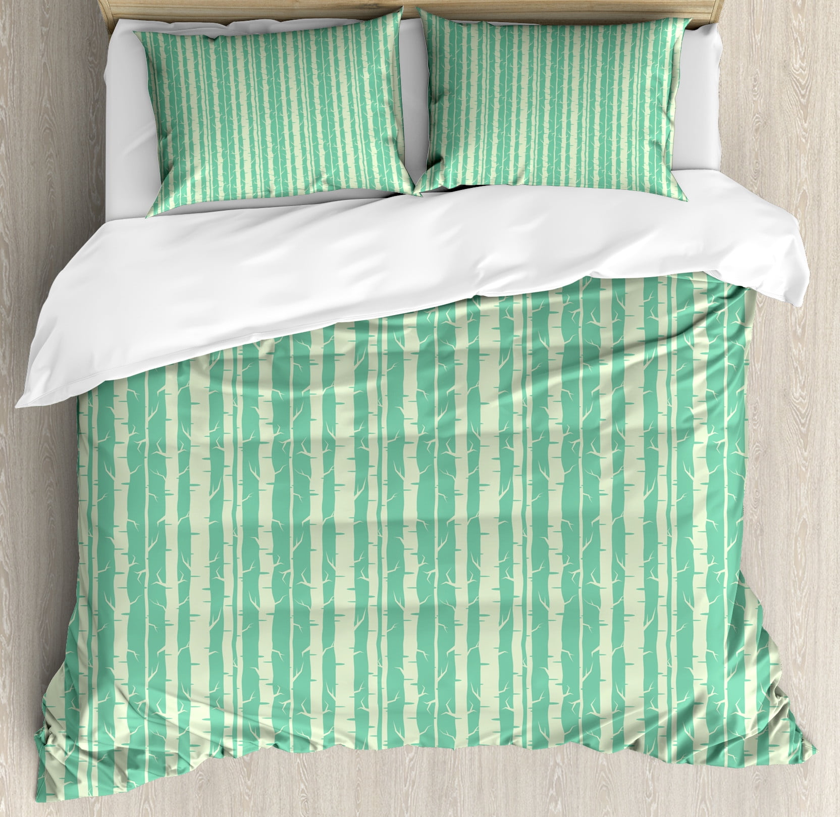 Woods Duvet Cover Sets, Continuous Nature Themed Pattern with Tree ...