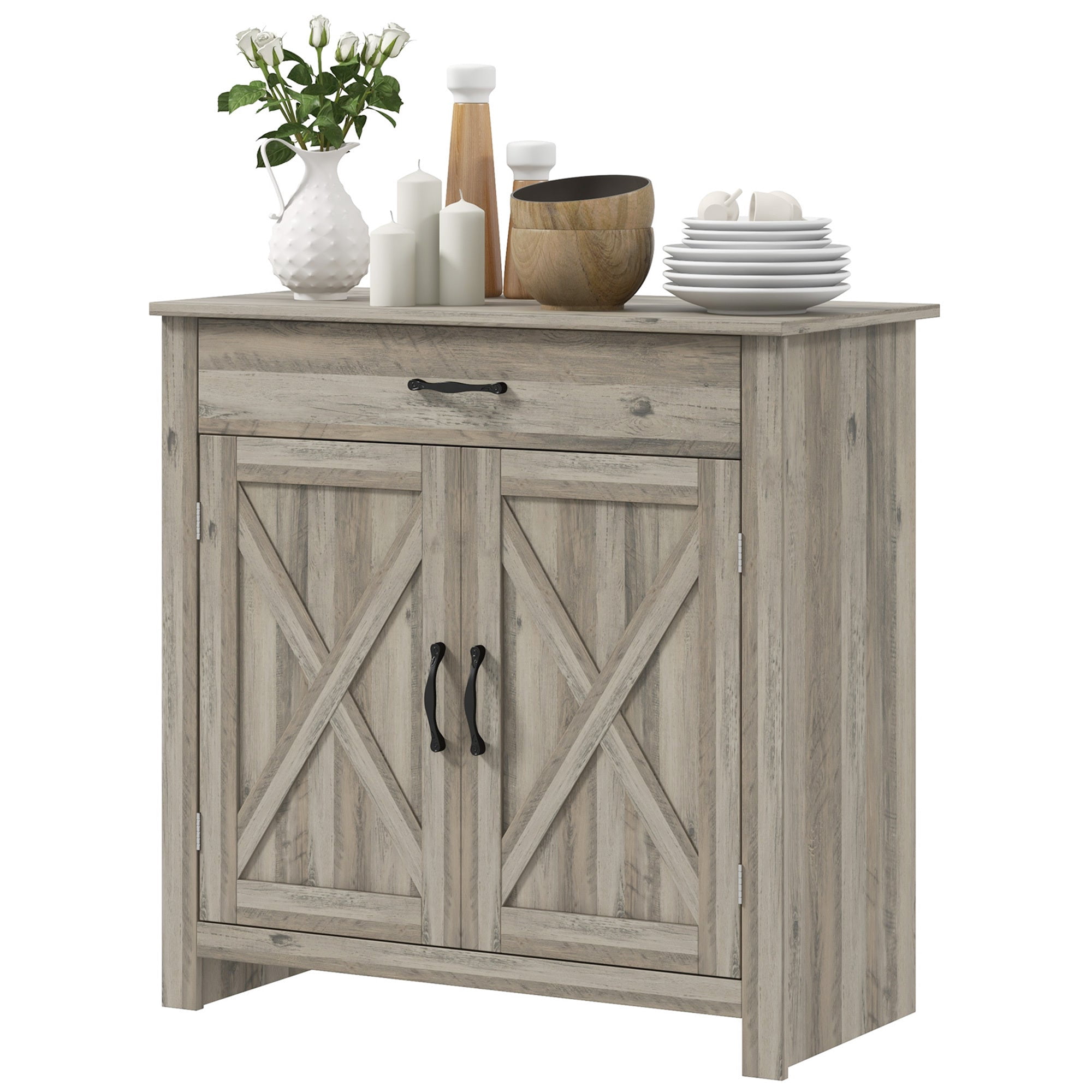 Woods Farmhouse Sideboard Buffet Cabinet - Gray Wash - Walmart.com