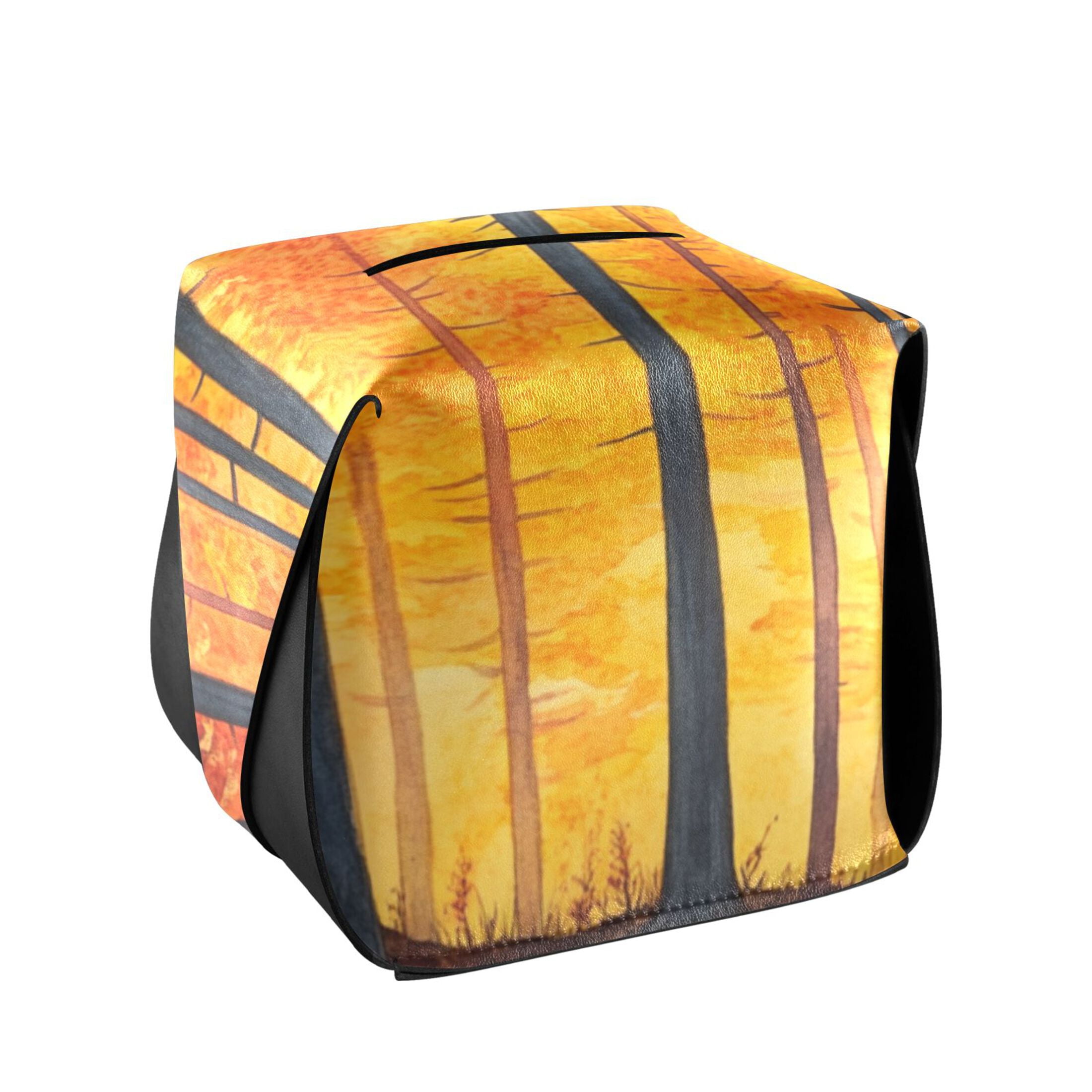 Woods and Sunset Watercolor Tissue Box Cover Leather Square Rectangle ...
