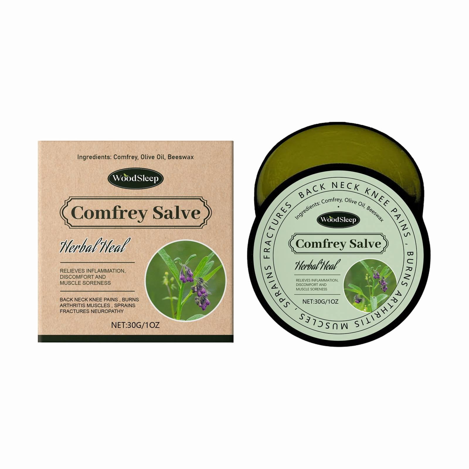 Woodsleep Comfrey Salve for Bone Healing Organic - Super Concentrated All Purpose Comfrey Salve ...
