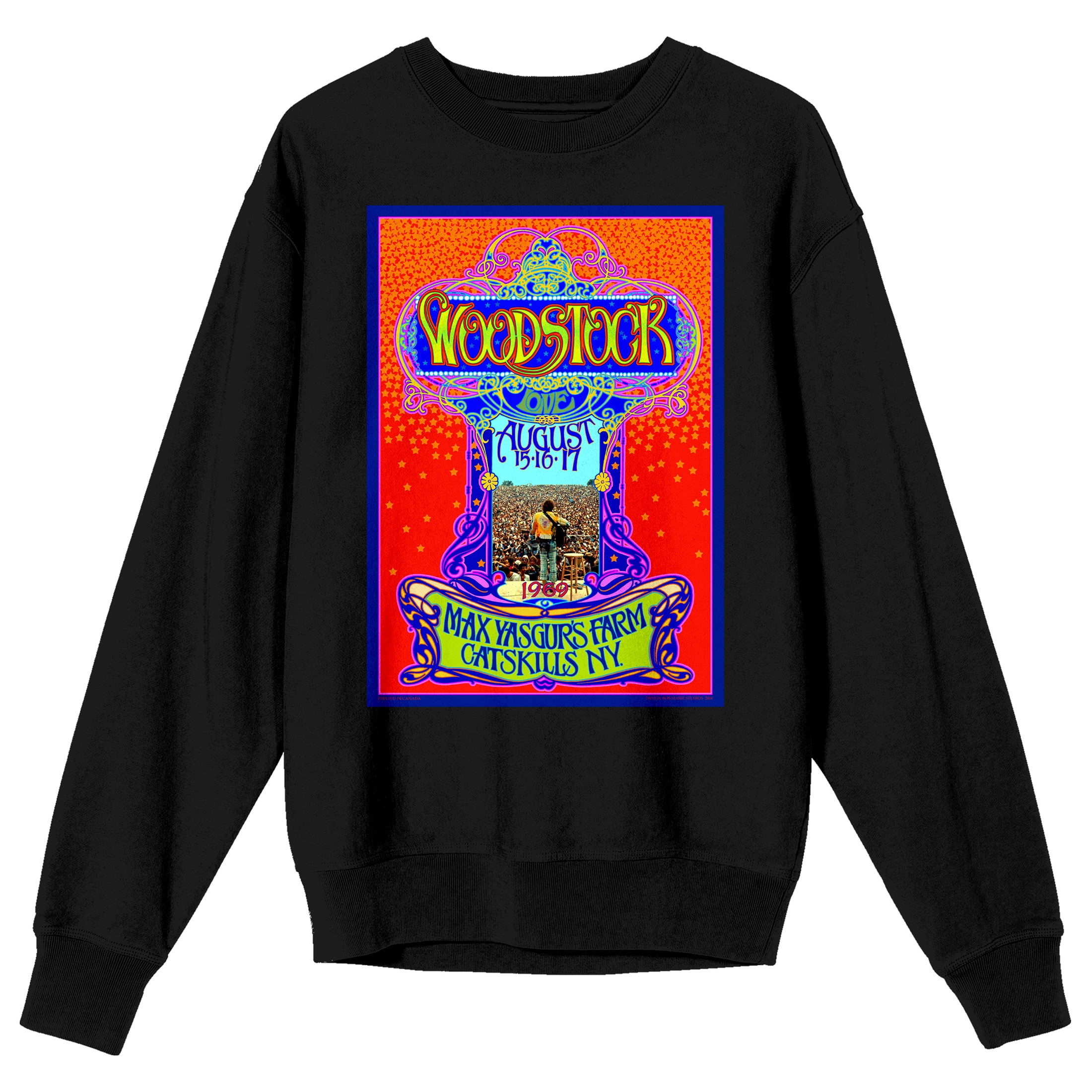 Woodstock Max Yasgur's Farm Vintage Concert Poster Crew Neck Long ...