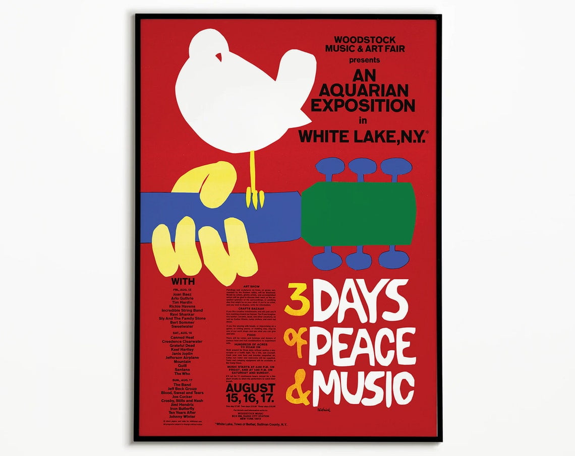Woodstock Poster, Vintage Music Poster, Concert Print, Retro Print ...
