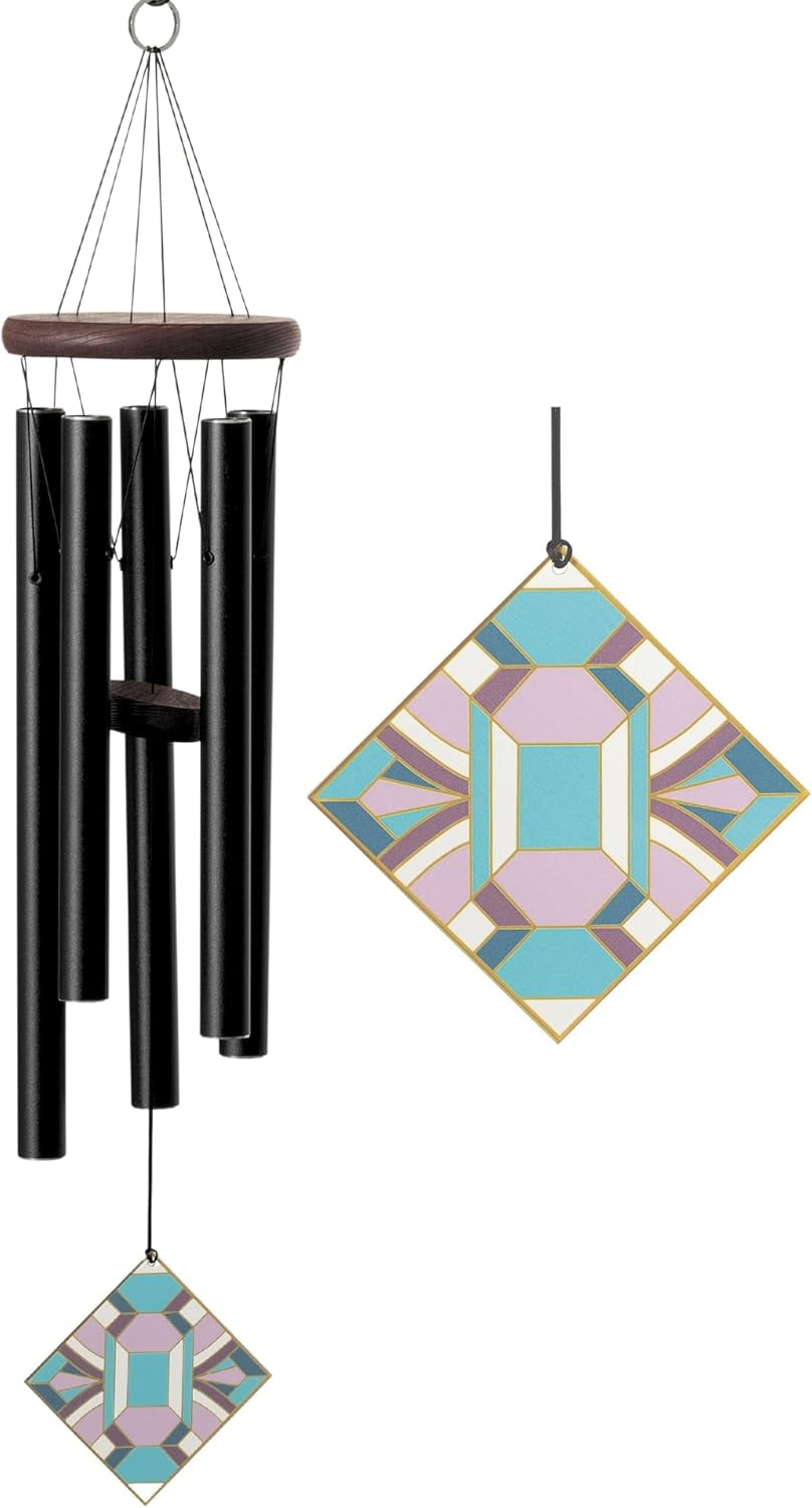 Woodstock Wind Chimes 26" Bauhaus Wind Chime, Stained-Glass Acrylic ...
