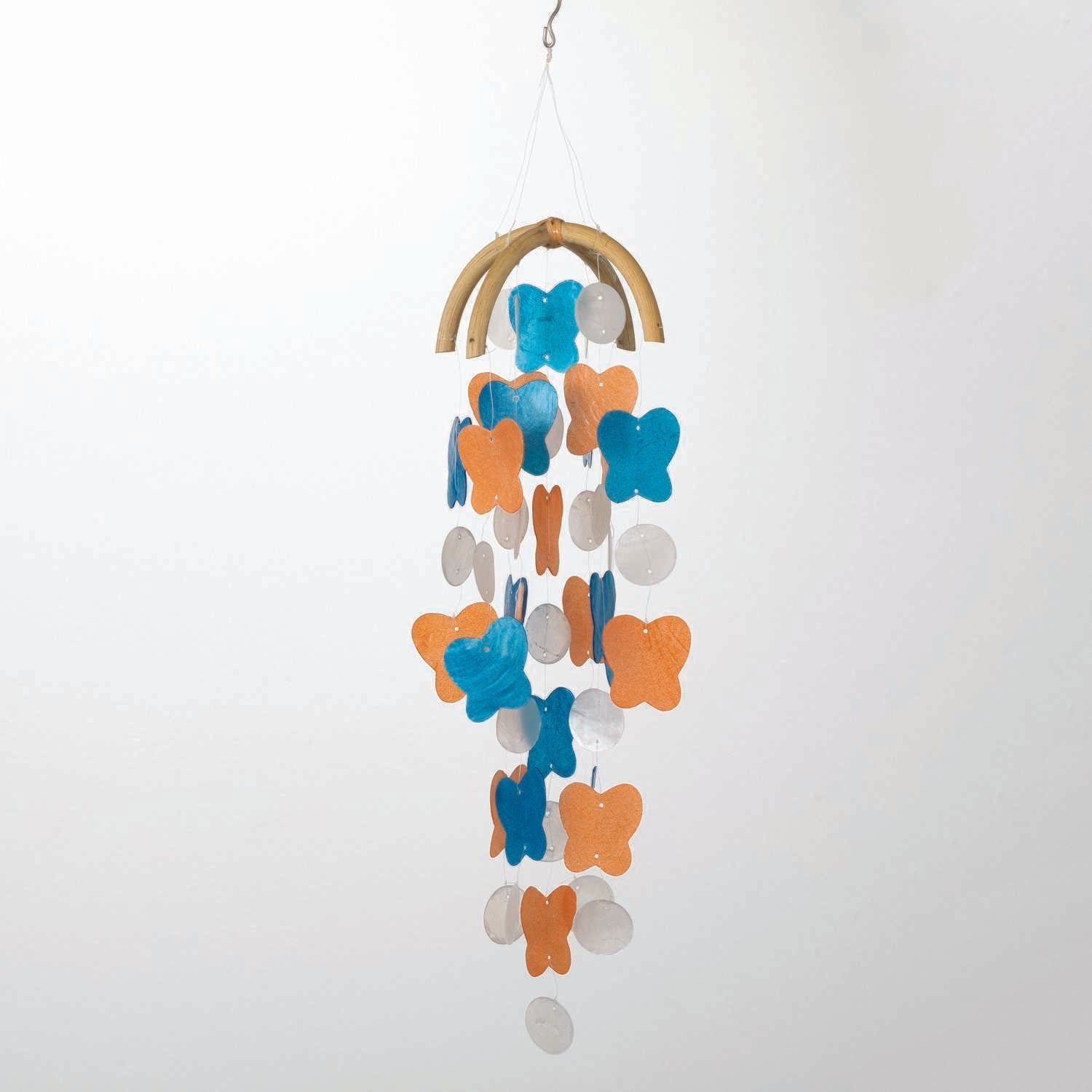 Woodstock Windchimes Butterfly Capiz Chime Sky Blue / Marigold, Wind ...