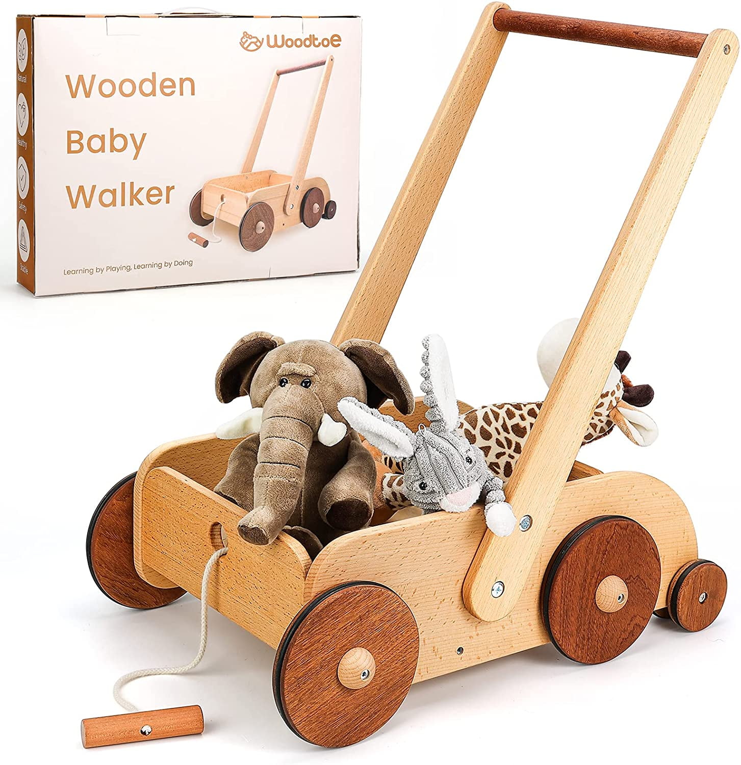 Free Shipping! Woodtoe Wooden Baby Walker, Adjustable Speed Anti ...