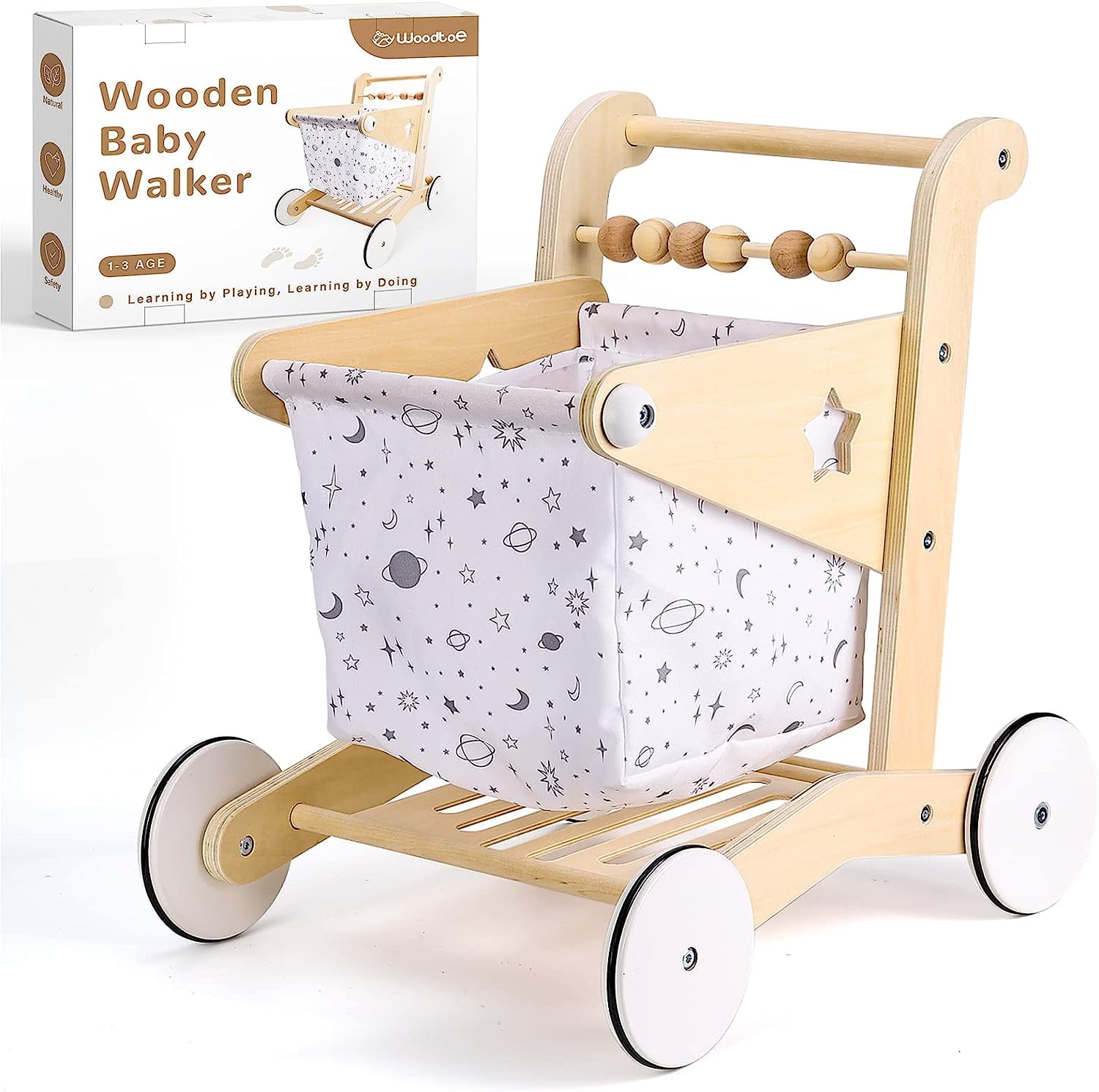 Woodtoe Wooden Baby Walker Doll Stroller | Adjustable Speed Shopping ...