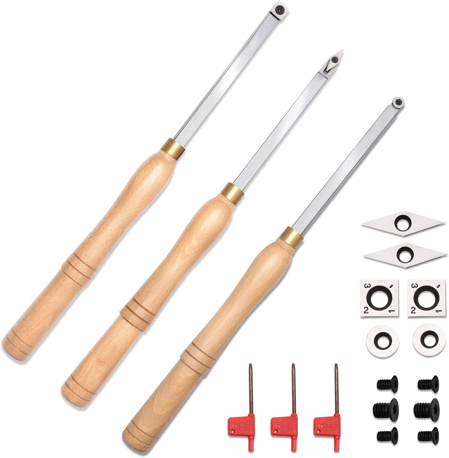 Woodturning Carbide Lathe Tools, 17” Full Size Wood Turning Tool Set of ...