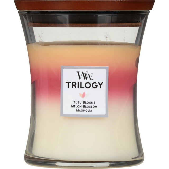 Woodwick Crackling Hourglass Candle, Blooming Orchard Trilogy, Medium Scented with Violet ...