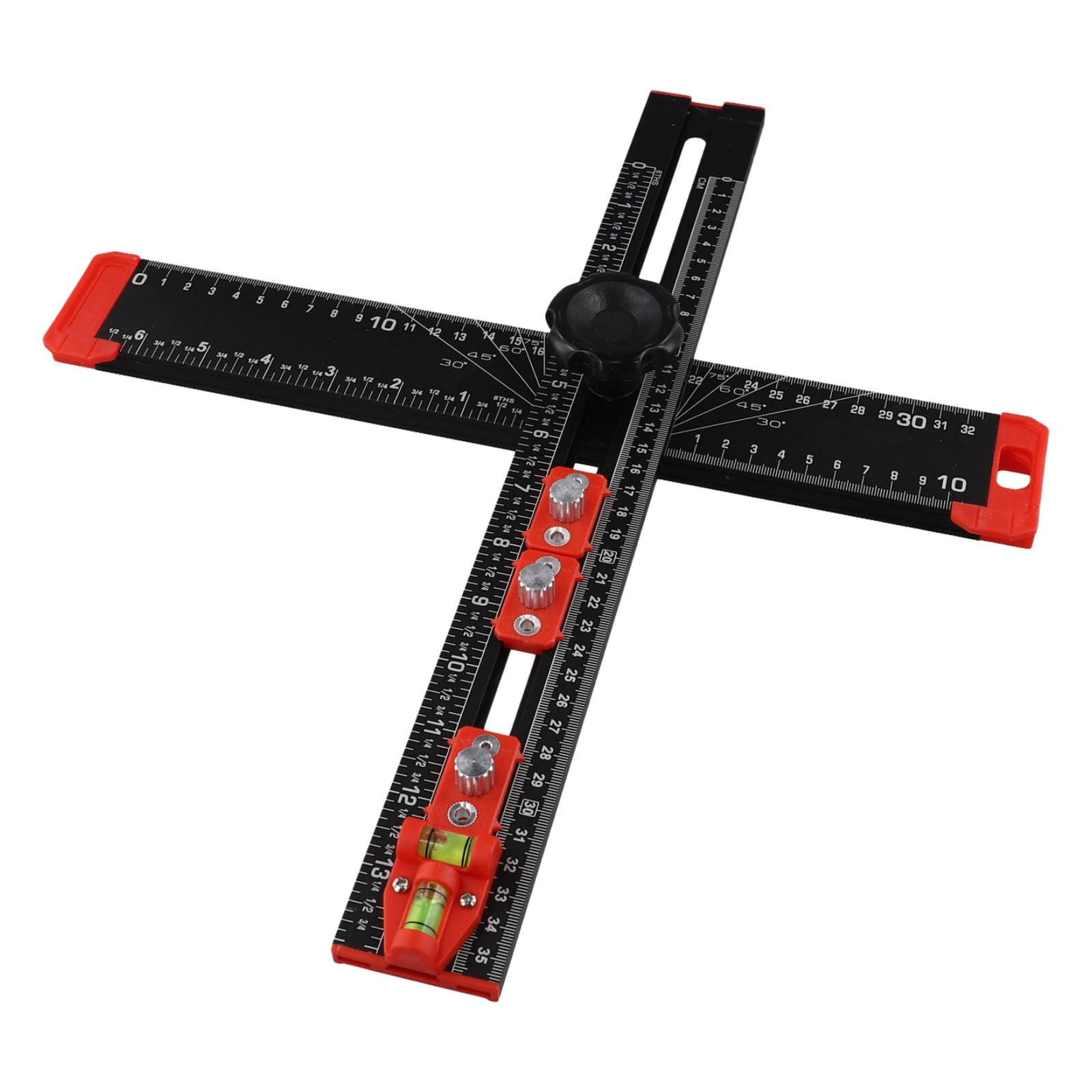 Woodworking 2 In 1 Drilling Positioning Ruler Scribe Marking Locator ...
