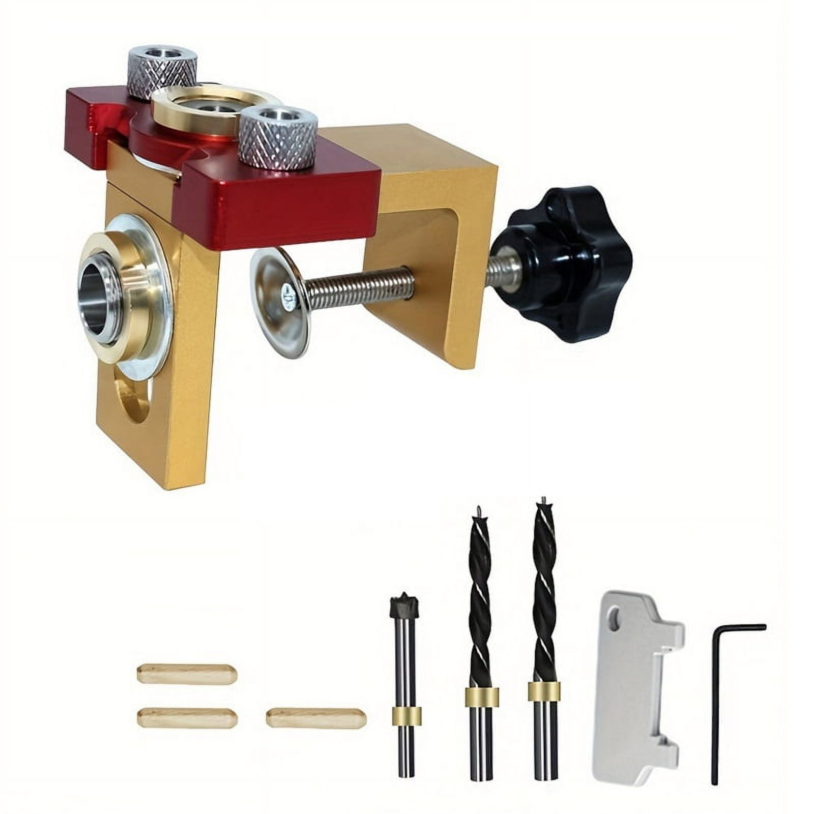 Woodworking 3 in 1 Doweling Jig Kit Adjustable Wood Dowel Punch Locator Aluminum Pocket Hole Jig ...