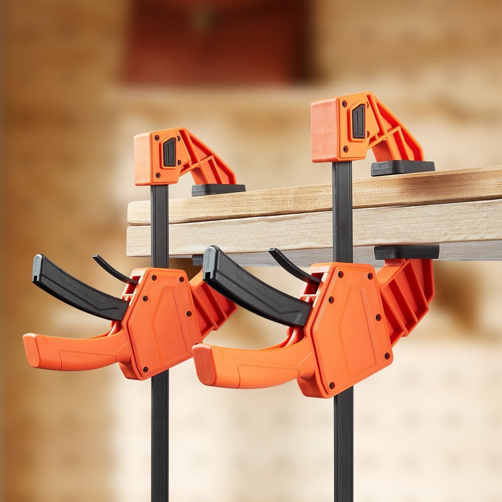 Woodworking Bar Clamps 12 Inch 2-Pack - 340 lbs Capacity One-Handed ...