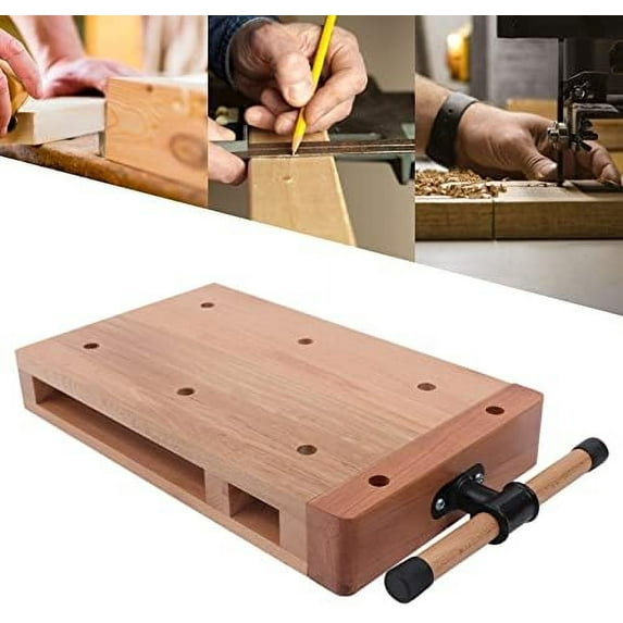 Woodworking Bench Vise - Hard Wood, Dual Guide Rods, 4 Bench Dogs, 2 ...