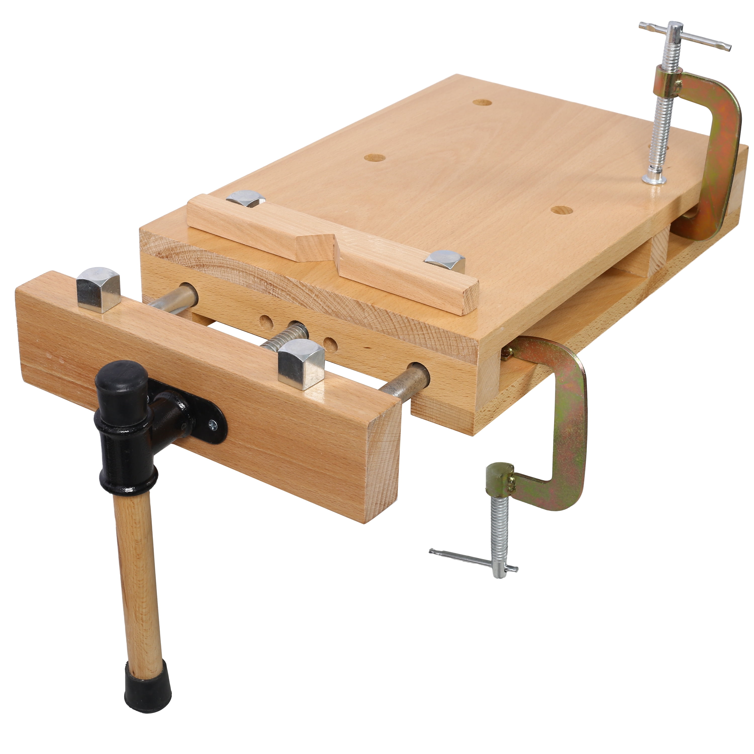 Woodworking Bench Vise Portable Hard Wood Workbench with 2 G-Type ...