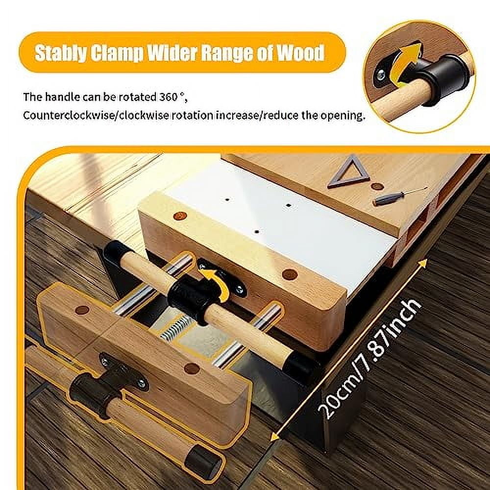 Woodworking Bench Vise for Workbench with 4 Bench Dogs and 2 Clips - Hard Wood Vise Kit for ...