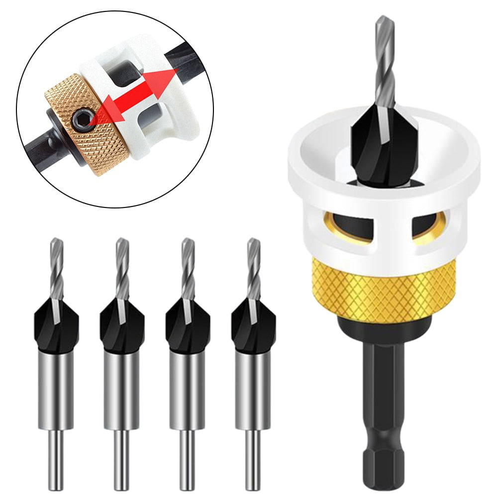 Woodworking Countersink Drill Bits Set with Hexagonal Shank and Depth ...