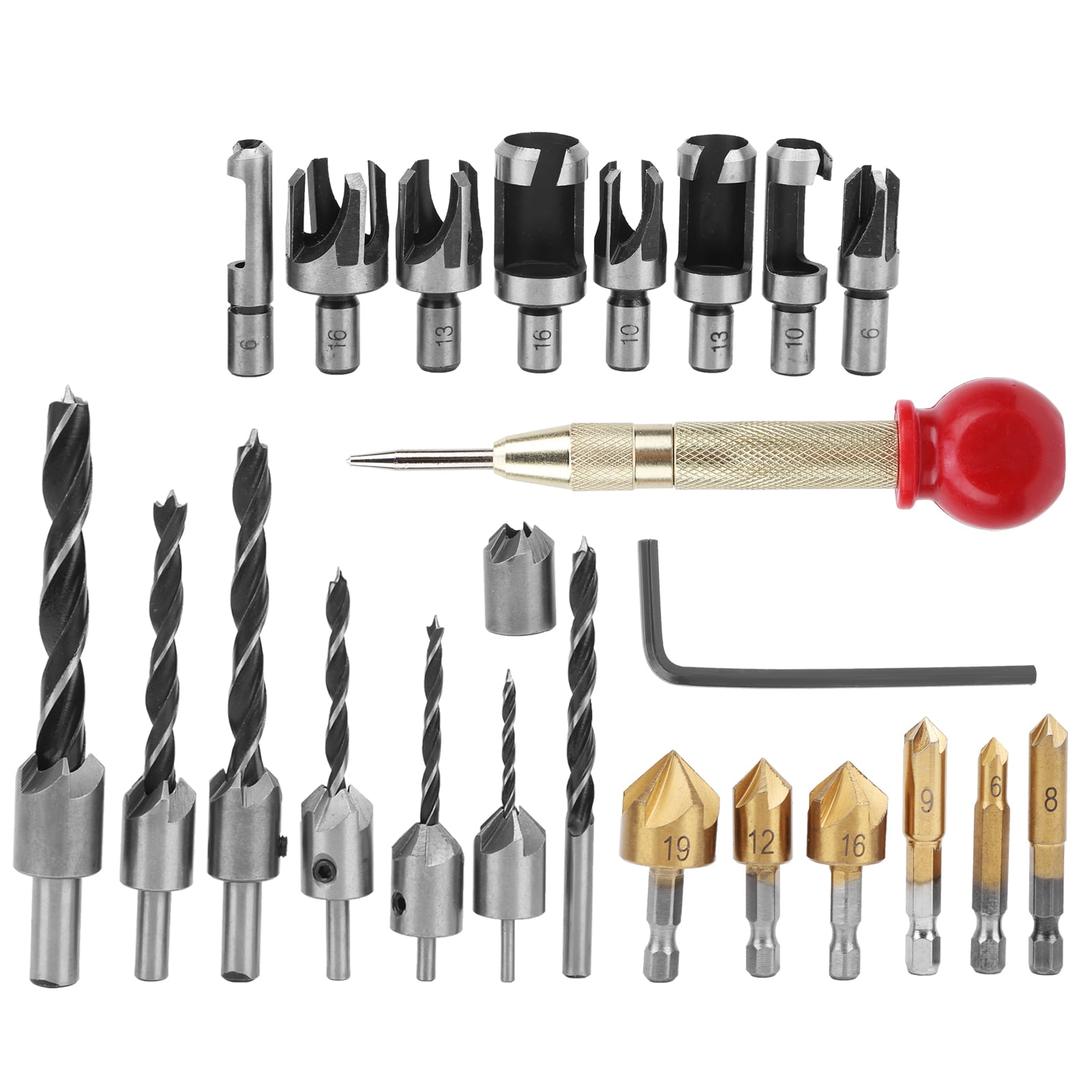 Woodworking Drill Bit Set, Chamfer Hole Countersink Tools, High-Speed ...
