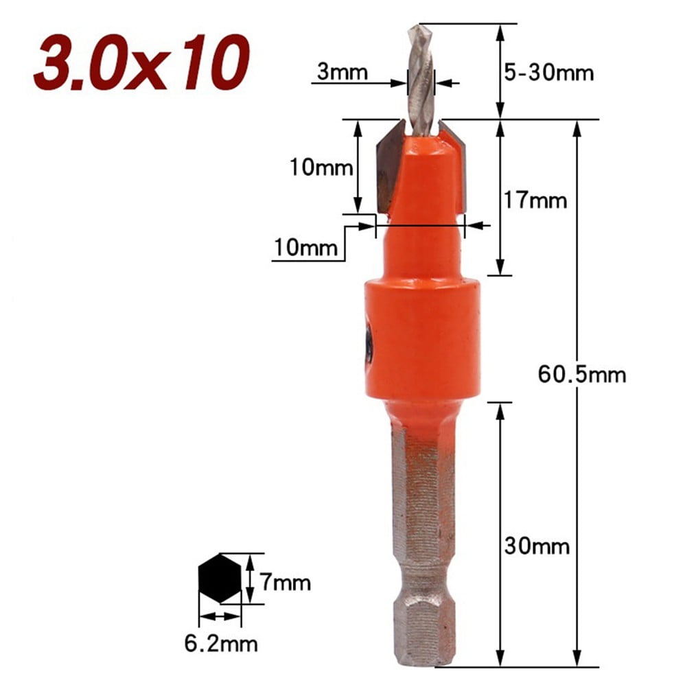 Woodworking Hex Shank Drills Bit Set Countersink Router Bit Demolition ...