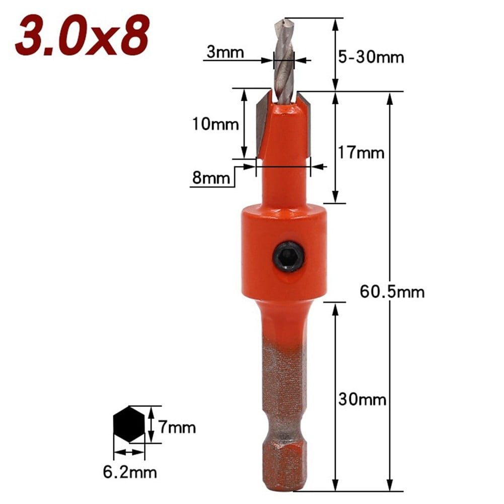 Woodworking Hex Shank Drills Bit Set Countersink Router Bit Demolition ...