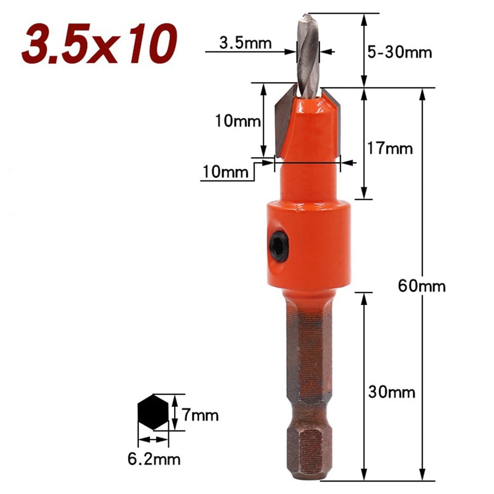 Woodworking Hex Shank Drills Bit Set Countersink Router Bit Demolition ...