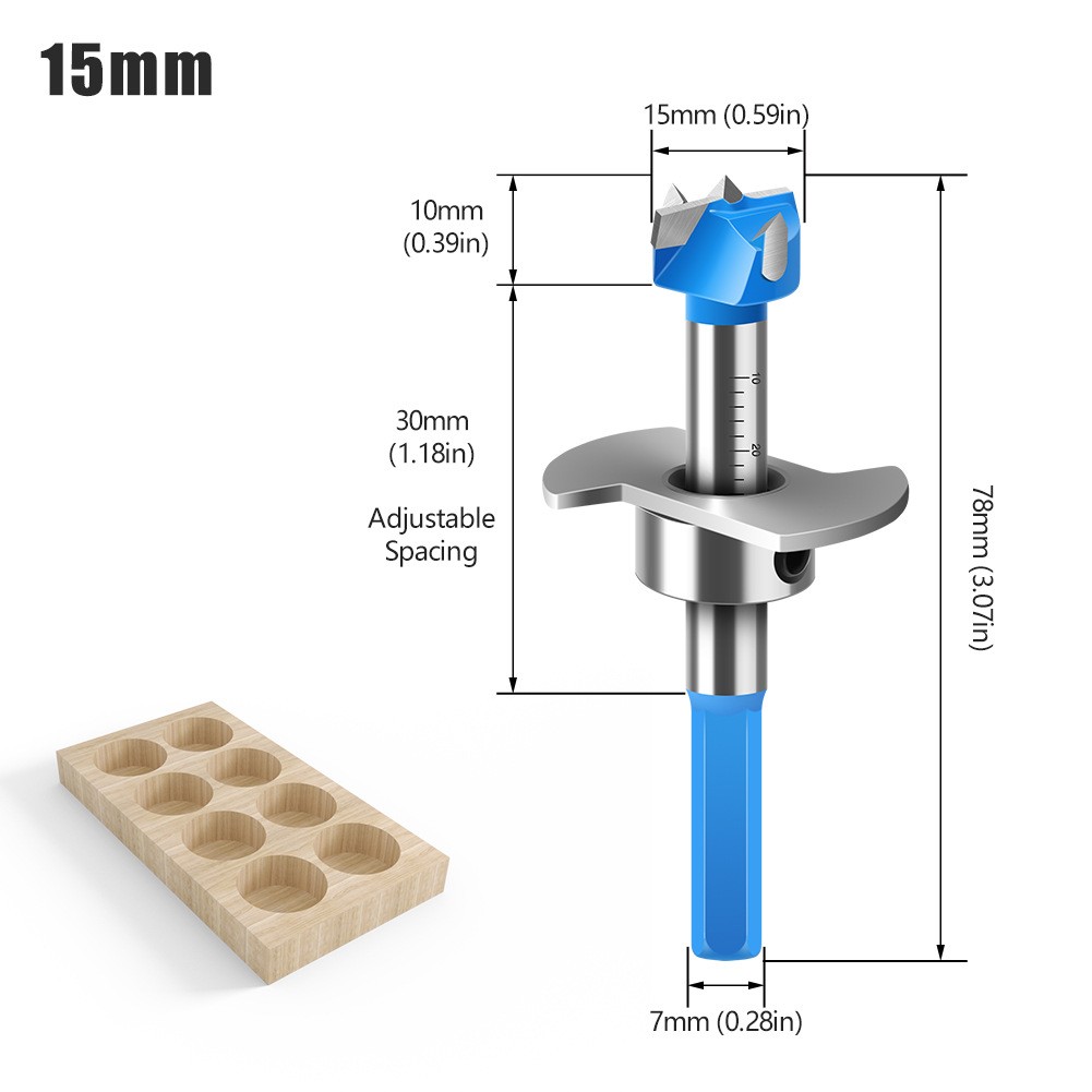 Woodworking Hole Drill Tungsten Carbide Hinge Boring Bit Set Flat Wing ...