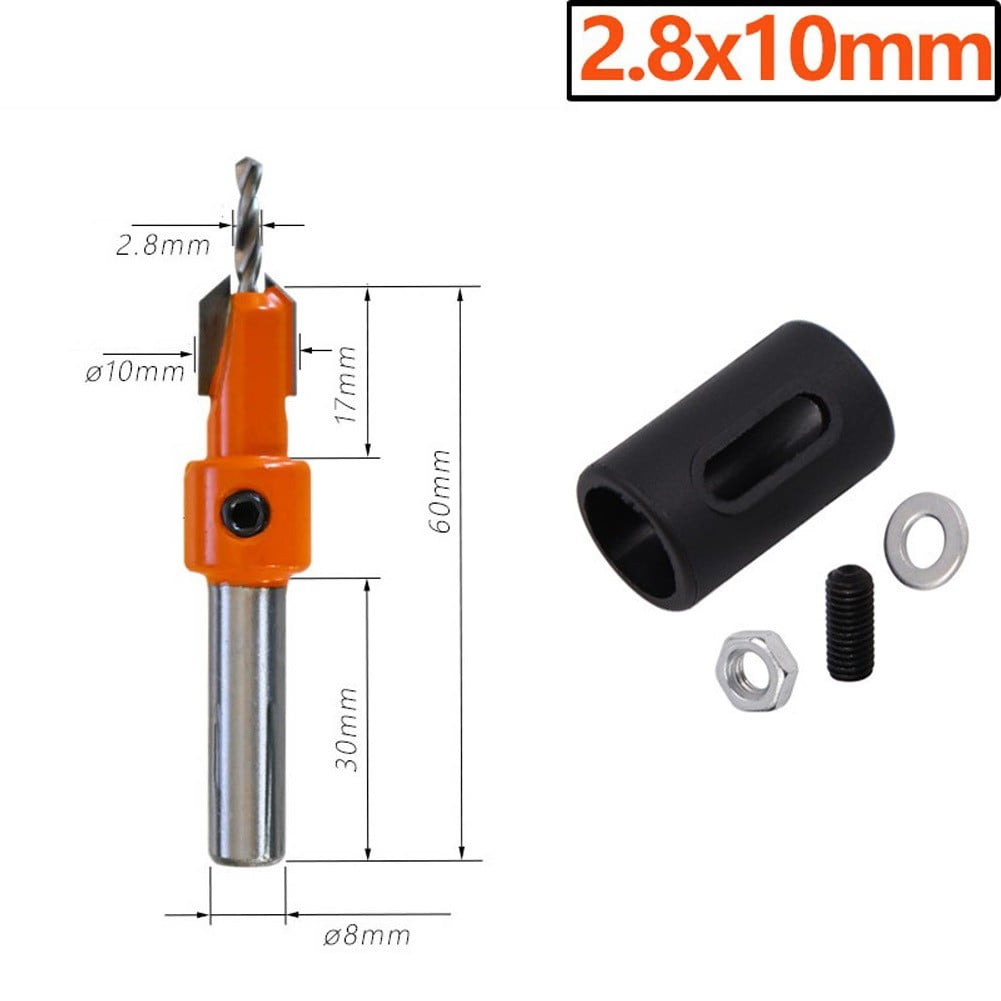 Woodworking Round Shank Countersink Drill Bit Stopper Self Tapping Screw Taper 2.8/3/3.2/3.5/4×8 ...