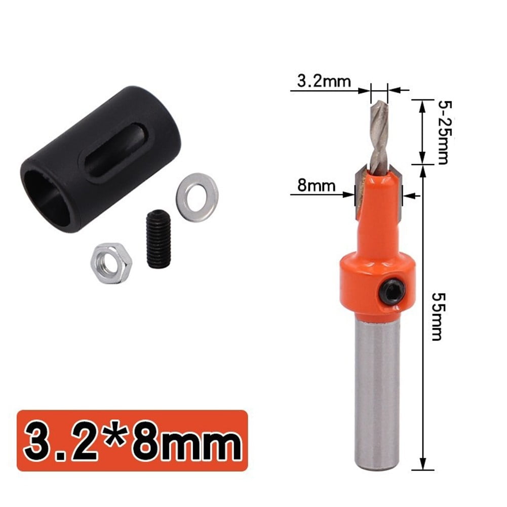 Woodworking Round Shank Countersink Drill Bit Stopper Self Tapping ...