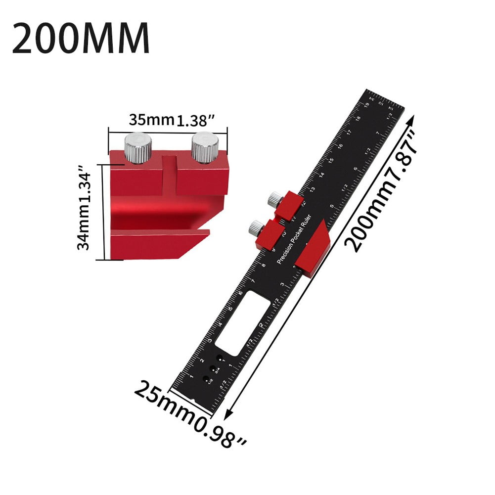 Woodworking Ruler Pocket Ruler Layout Tool Aluminum Alloy Ruler with ...