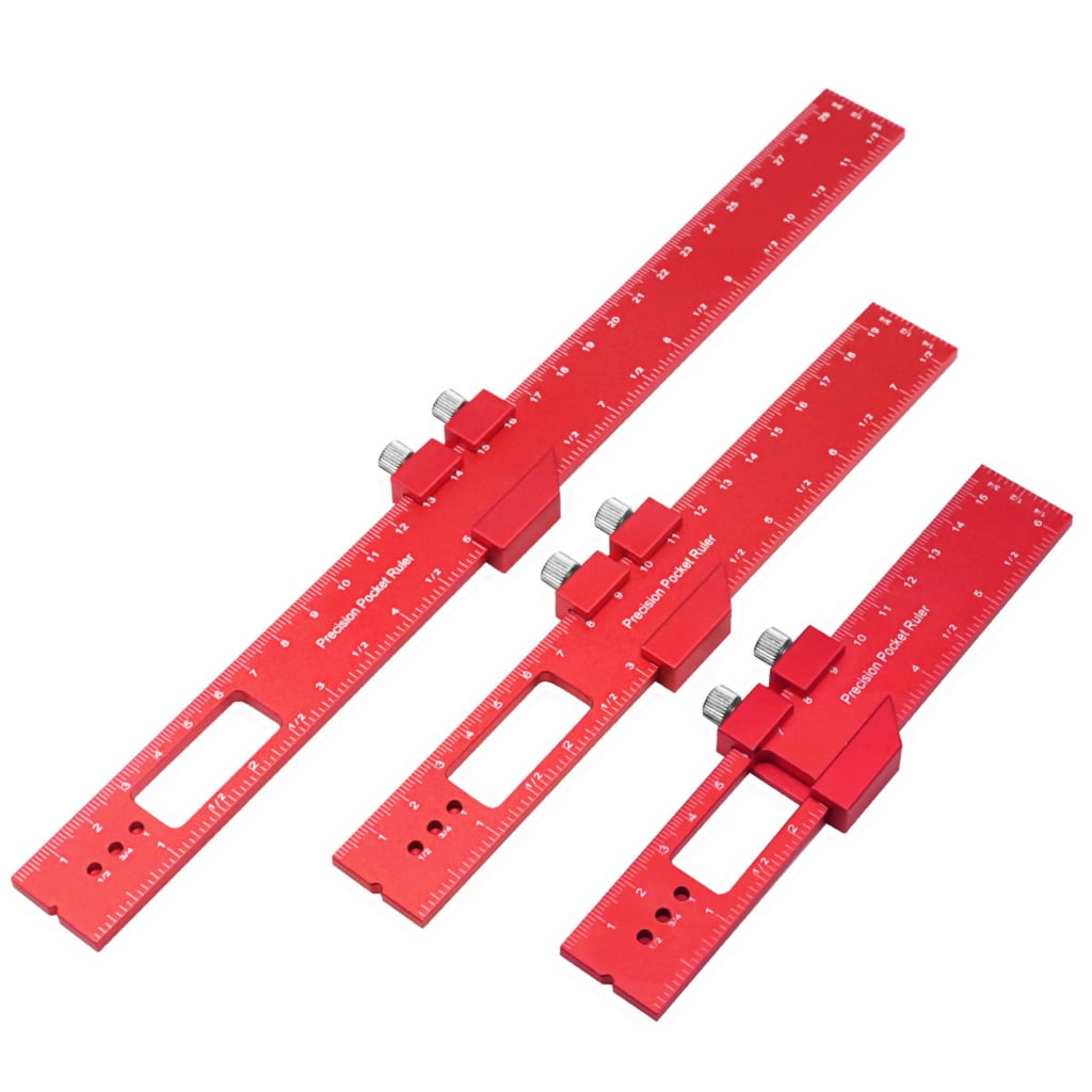 Woodworking Ruler Precision Pocket Rule Metal Slide Stop Marking Ruler ...