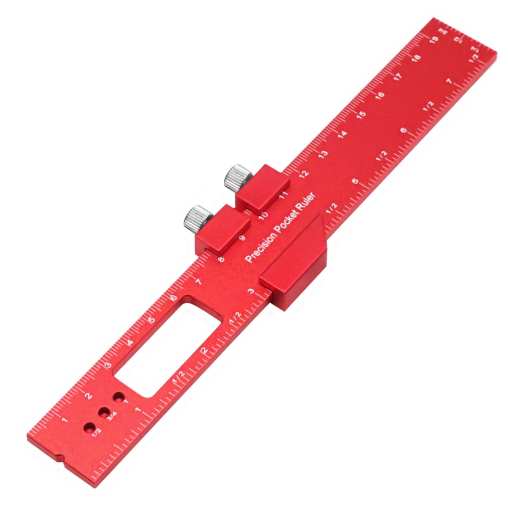 Woodworking Ruler Precision Pocket Rule Metal Slide Stop Marking Ruler ...