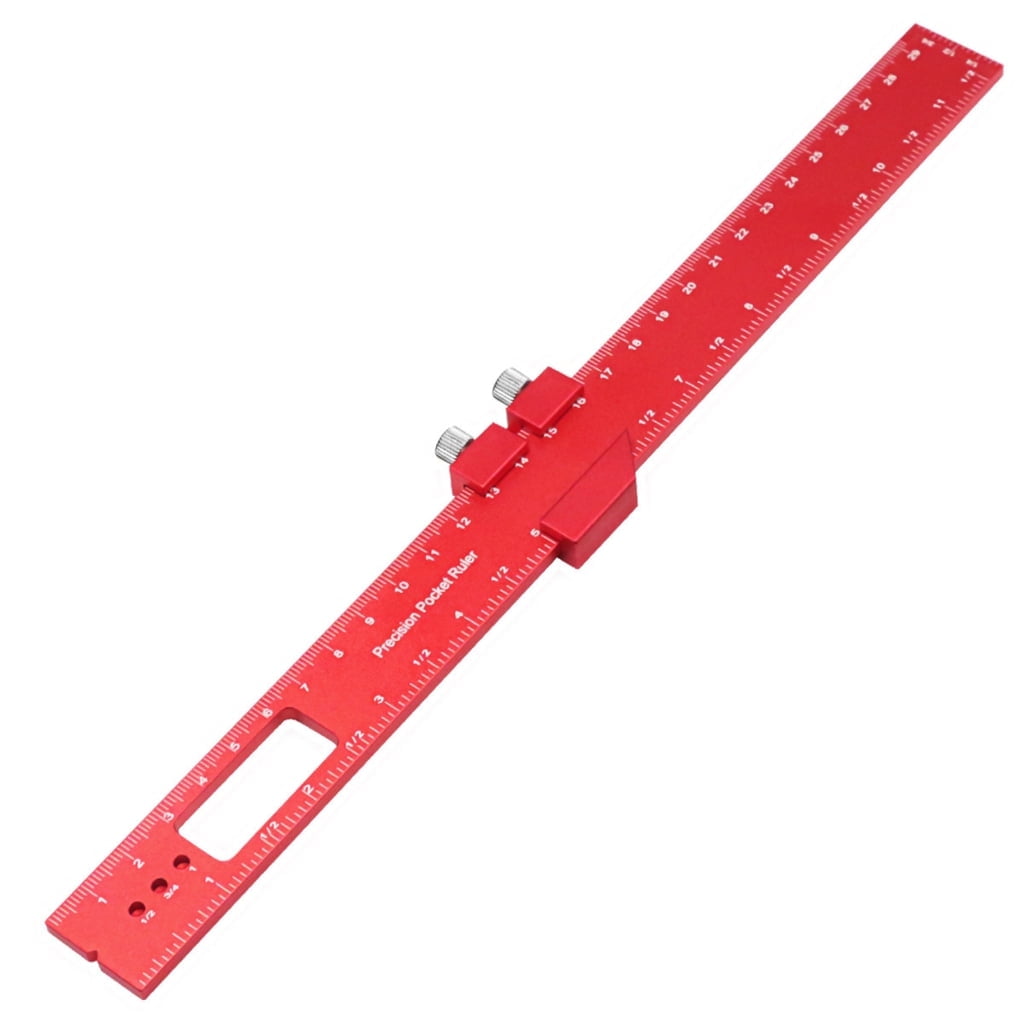 Woodworking Ruler Precision Pocket Rule Metal Slide Stop Marking Ruler ...