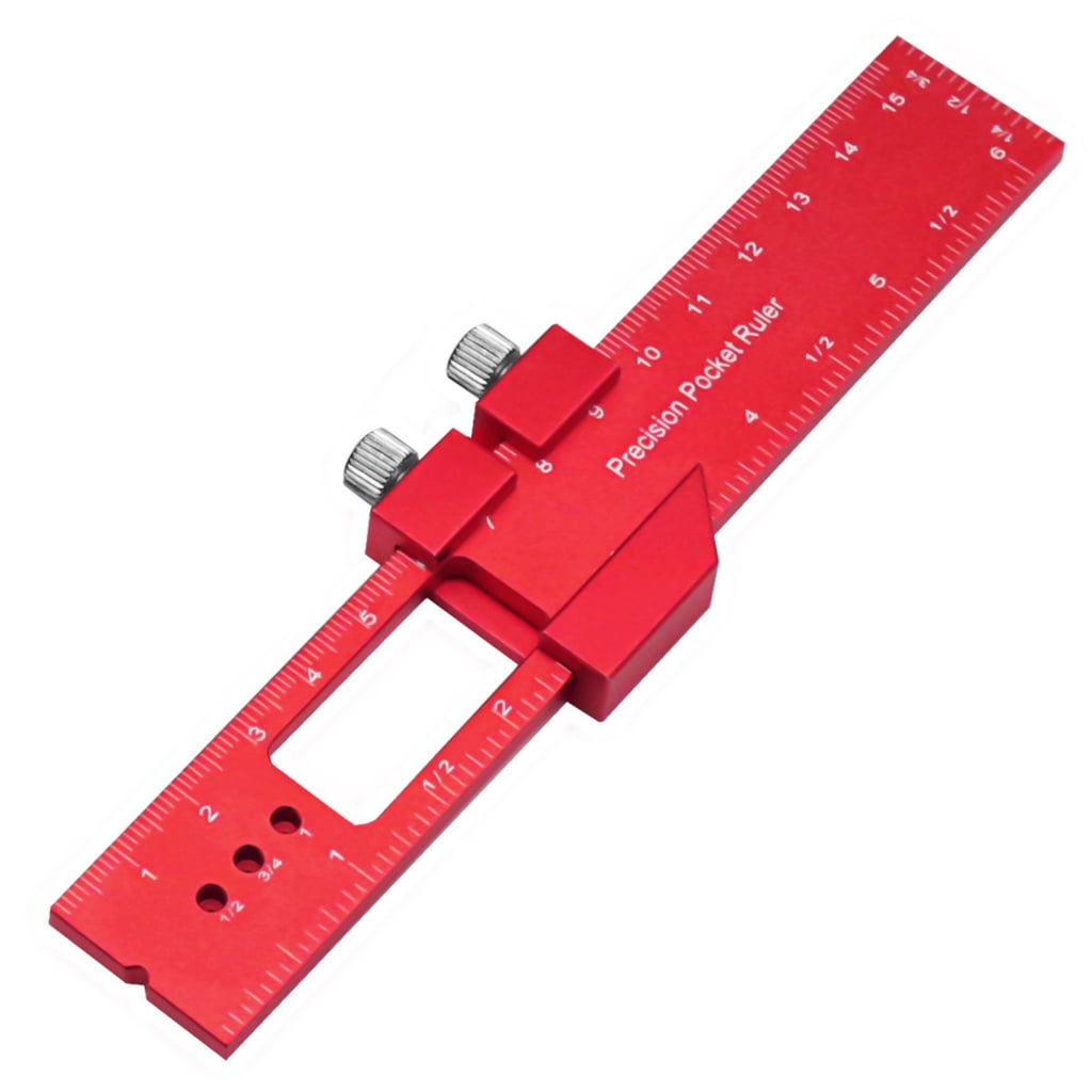 Woodworking Ruler Precision Pocket Rule Metal Slide Stop Marking Ruler ...
