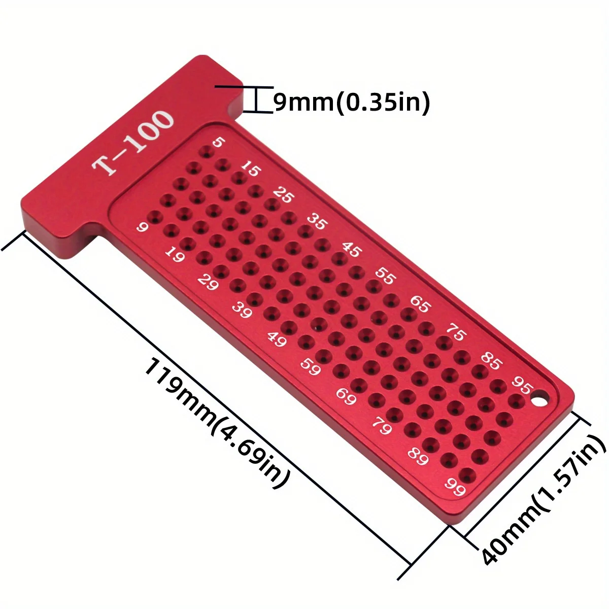 Woodworking Scribe Metric/Inch T-Square Hole Pocket Ruler Aluminum Line ...