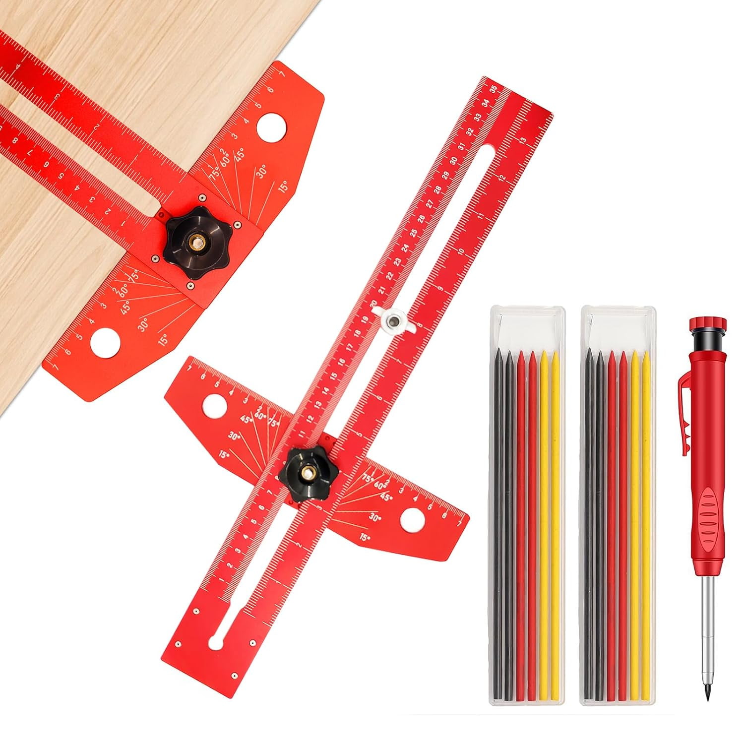 Woodworking Scriber Marking Line Ruler，Adjustable 18 in Aluminum Alloy ...